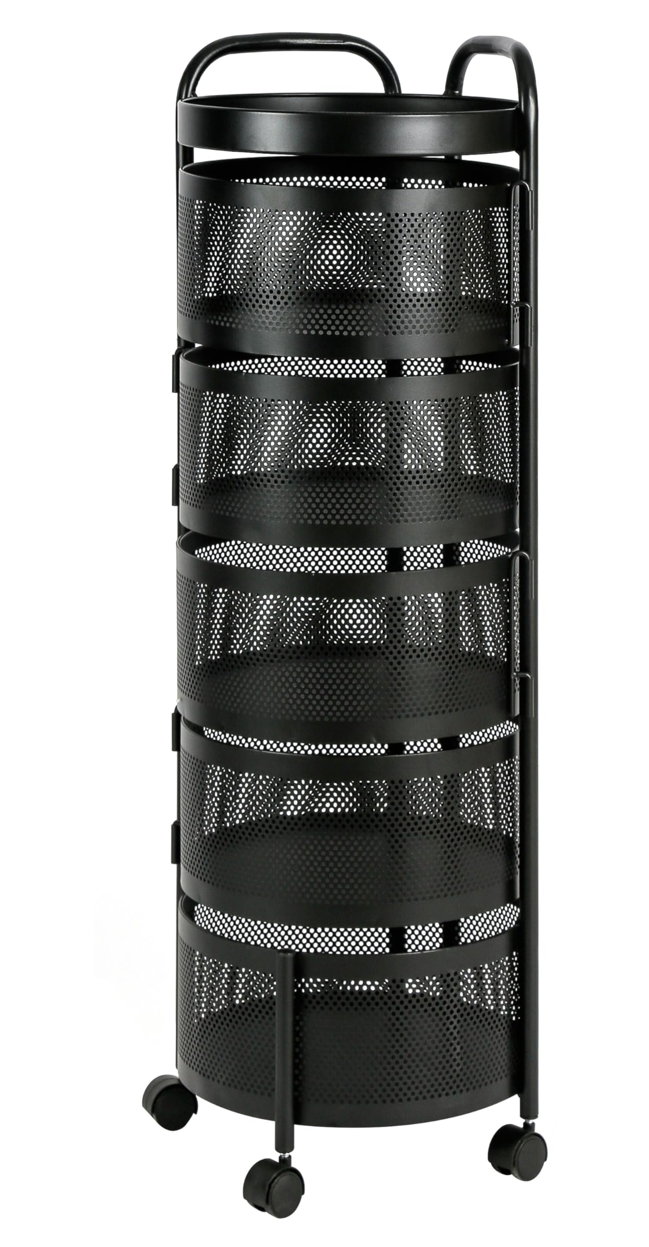 HYGRAD BUILT TO SURVIVE Black Metal Mesh Round Multi-Tier Portable Flo ...